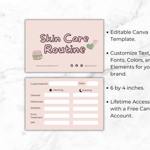 Skincare Routine Card Template: Esthetician Client Aftercare (canva) - Etsy