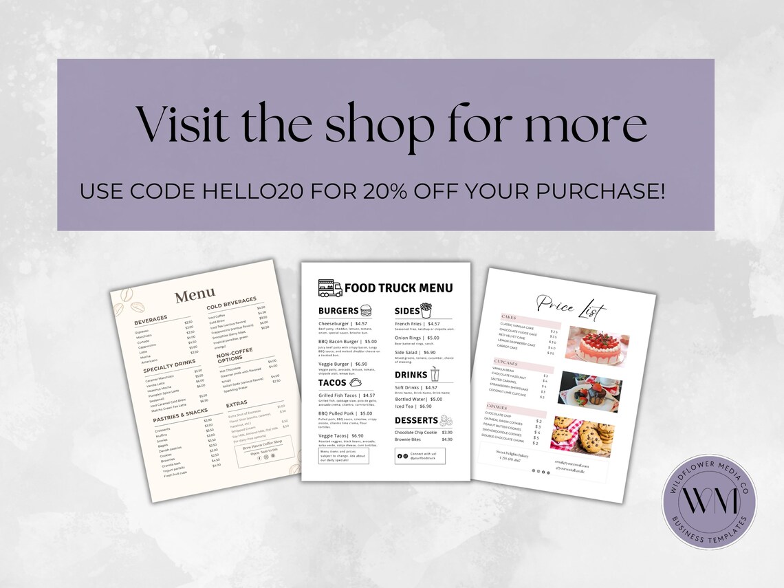 Food Menu Canva, Restaurant Menu Template, Us Letter Size Menu Price ...