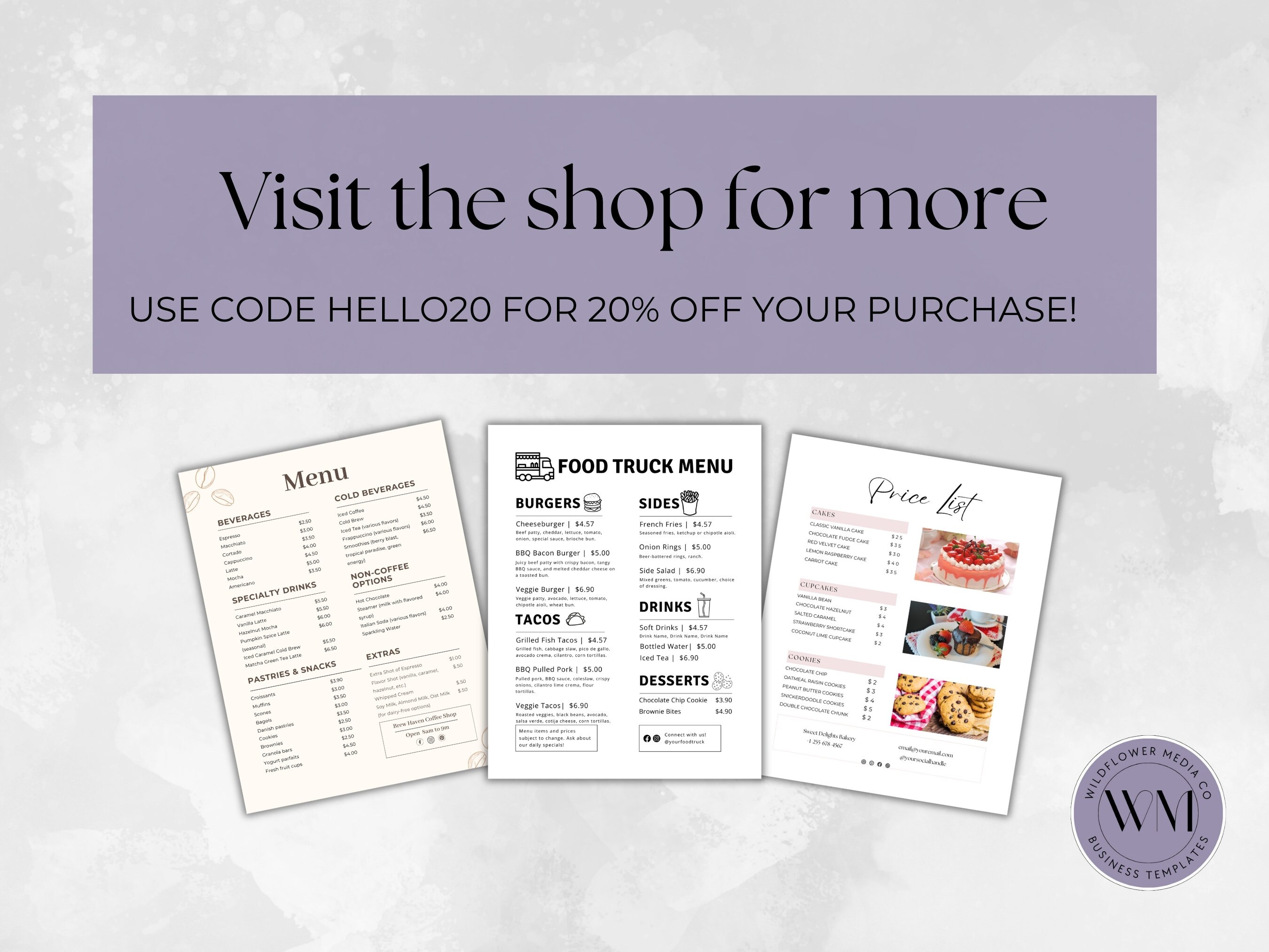 Food Menu Canva, Restaurant Menu Template, Us Letter Size Menu Price ...