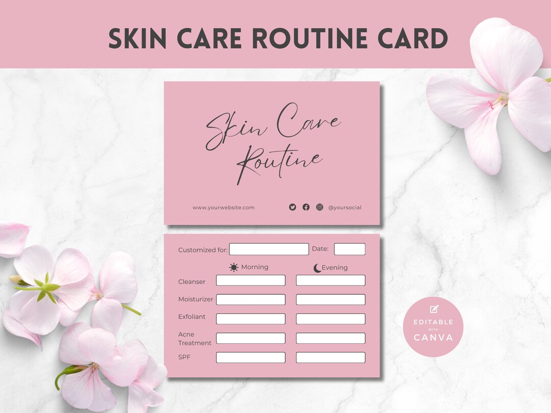 Editable Skincare Routine Card Template: Esthetician Forms (canva) - Etsy