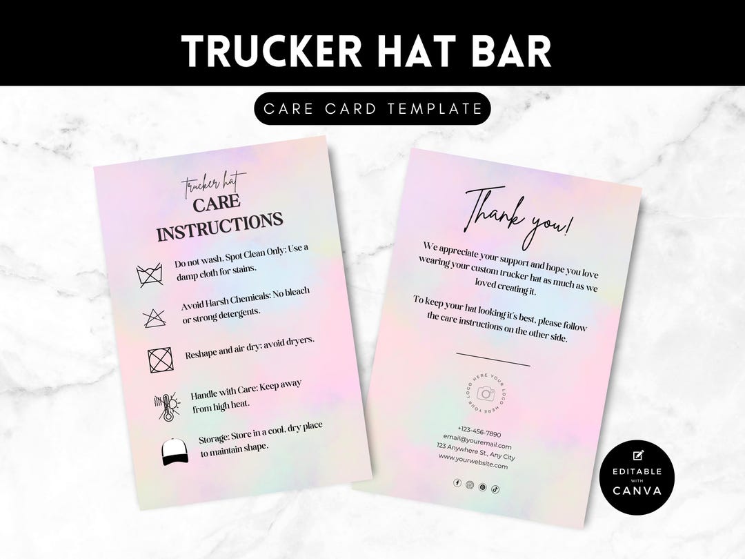 Trucker Hat Bar Template, Western Boutique, Business Thank You Card ...