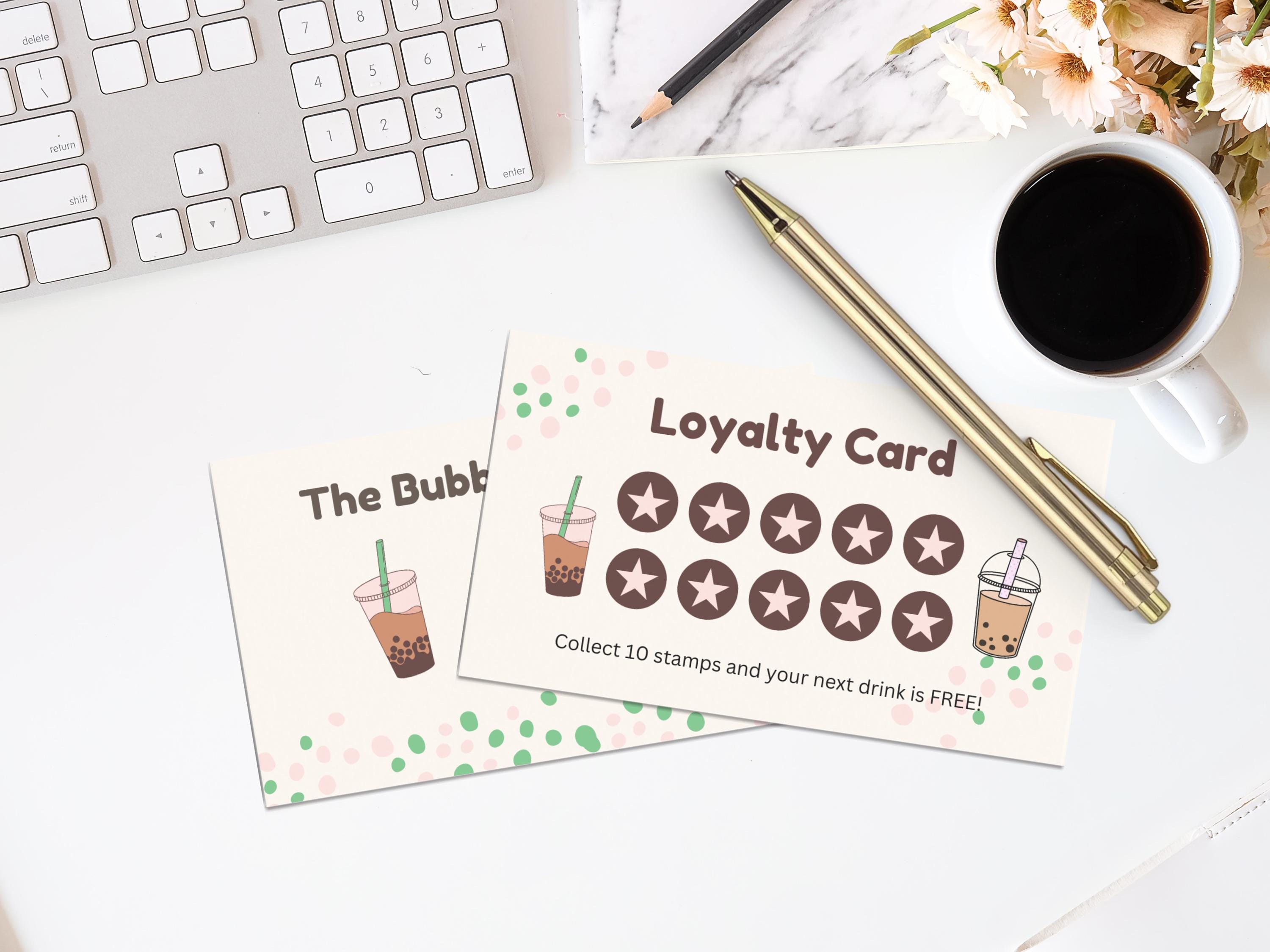 Boba Tea Loyalty Card: Customizable Rewards Template (printable) - Etsy