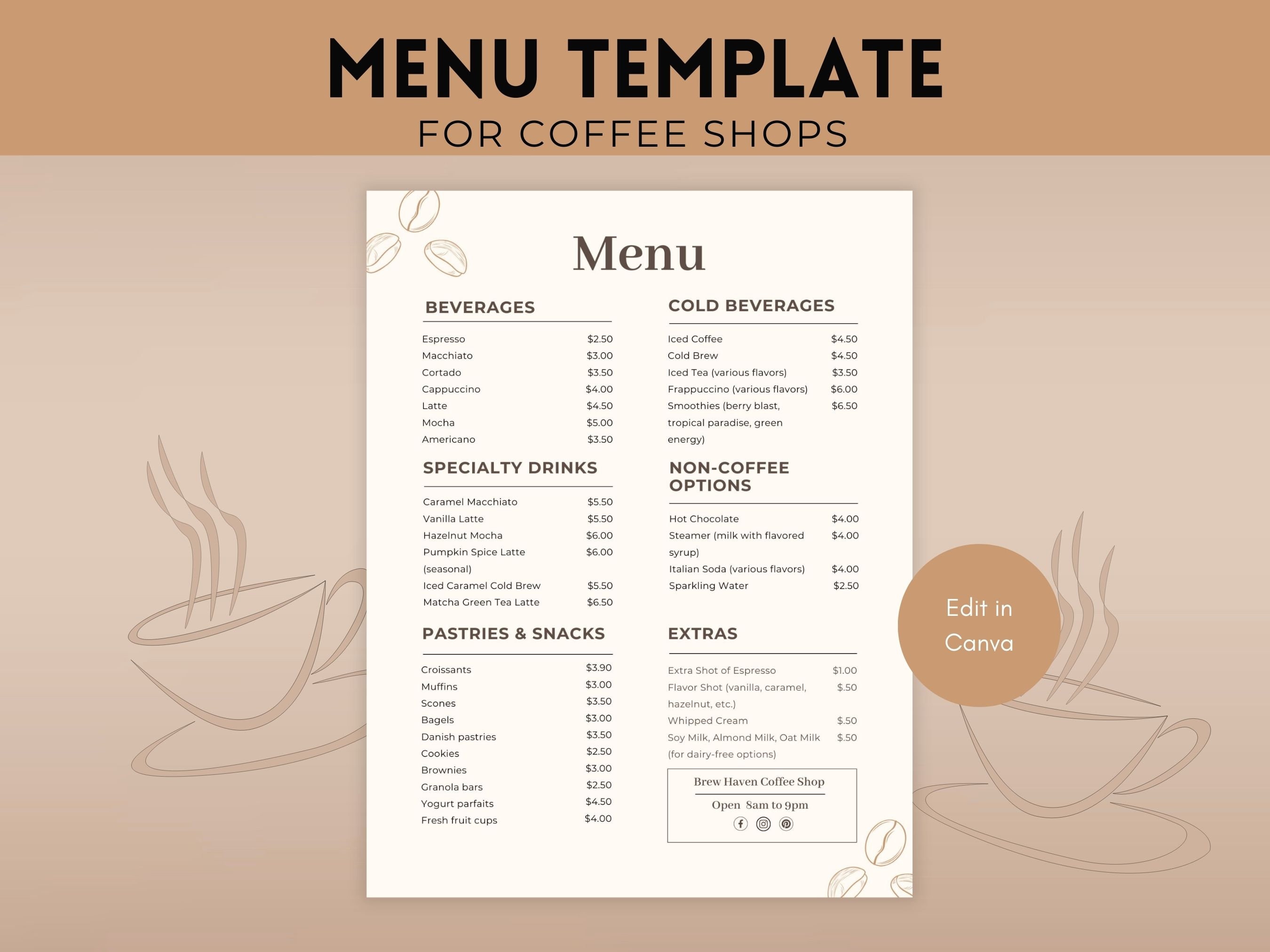 Coffee Shop Menu Design Templates