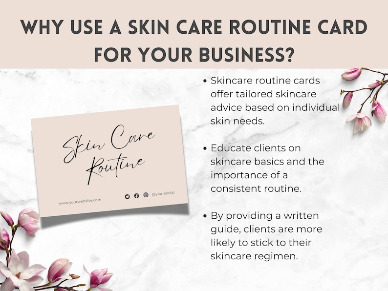 Skincare Routine Card Template: Esthetician Client Aftercare (canva) - Etsy