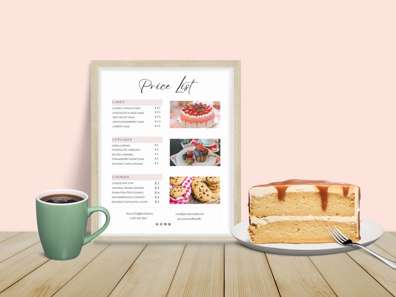 Bakery Price List Template: Cake, Cookie Menu (canva Editable) - Etsy