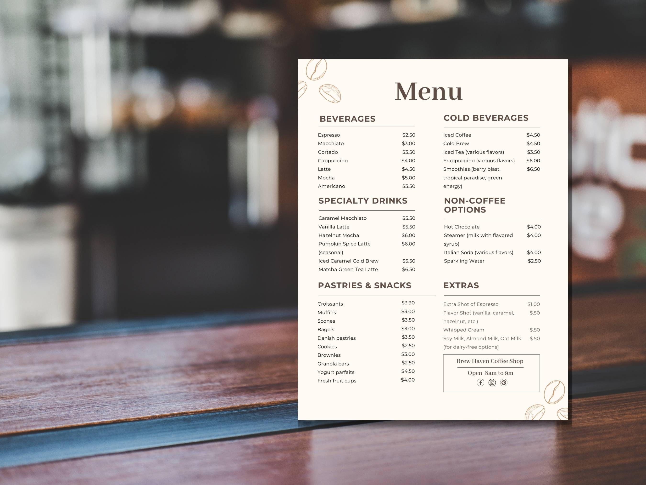 Coffee Shop Menu Template: Editable Cafe Price List (canva) - Etsy