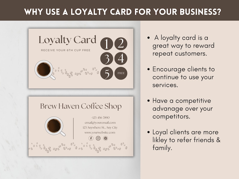 Coffee Loyalty Card Template, Rewards Card for Cafe, Customer Punch ...