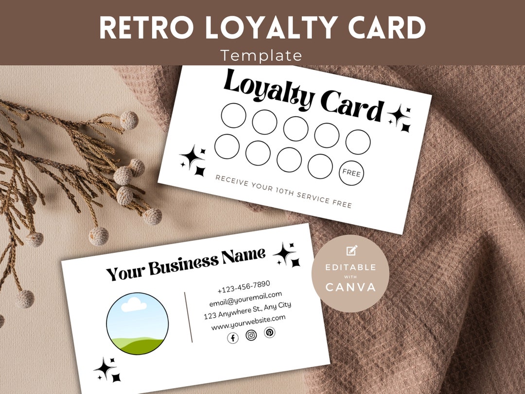 Retro Loyalty Card Template, Feminine Loyal Card, Customer Stamp Card ...