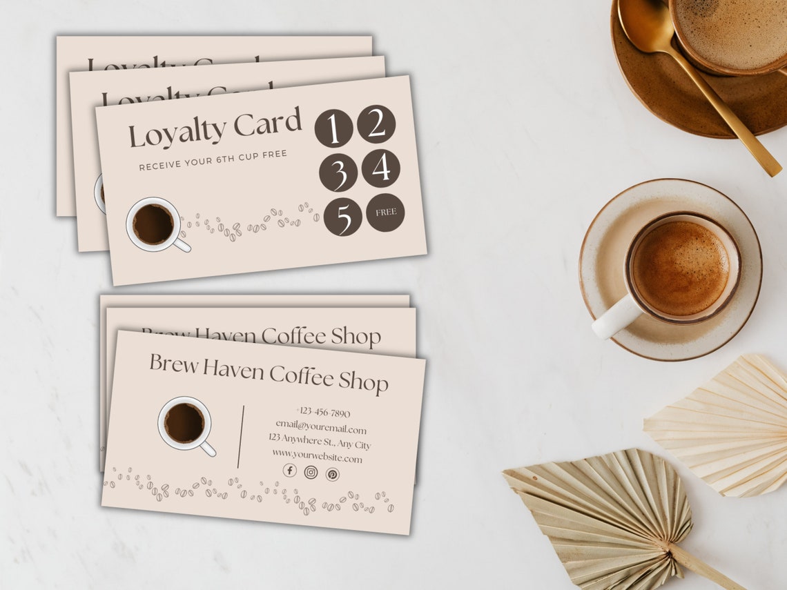 Coffee Loyalty Card Template, Rewards Card for Cafe, Customer Punch ...
