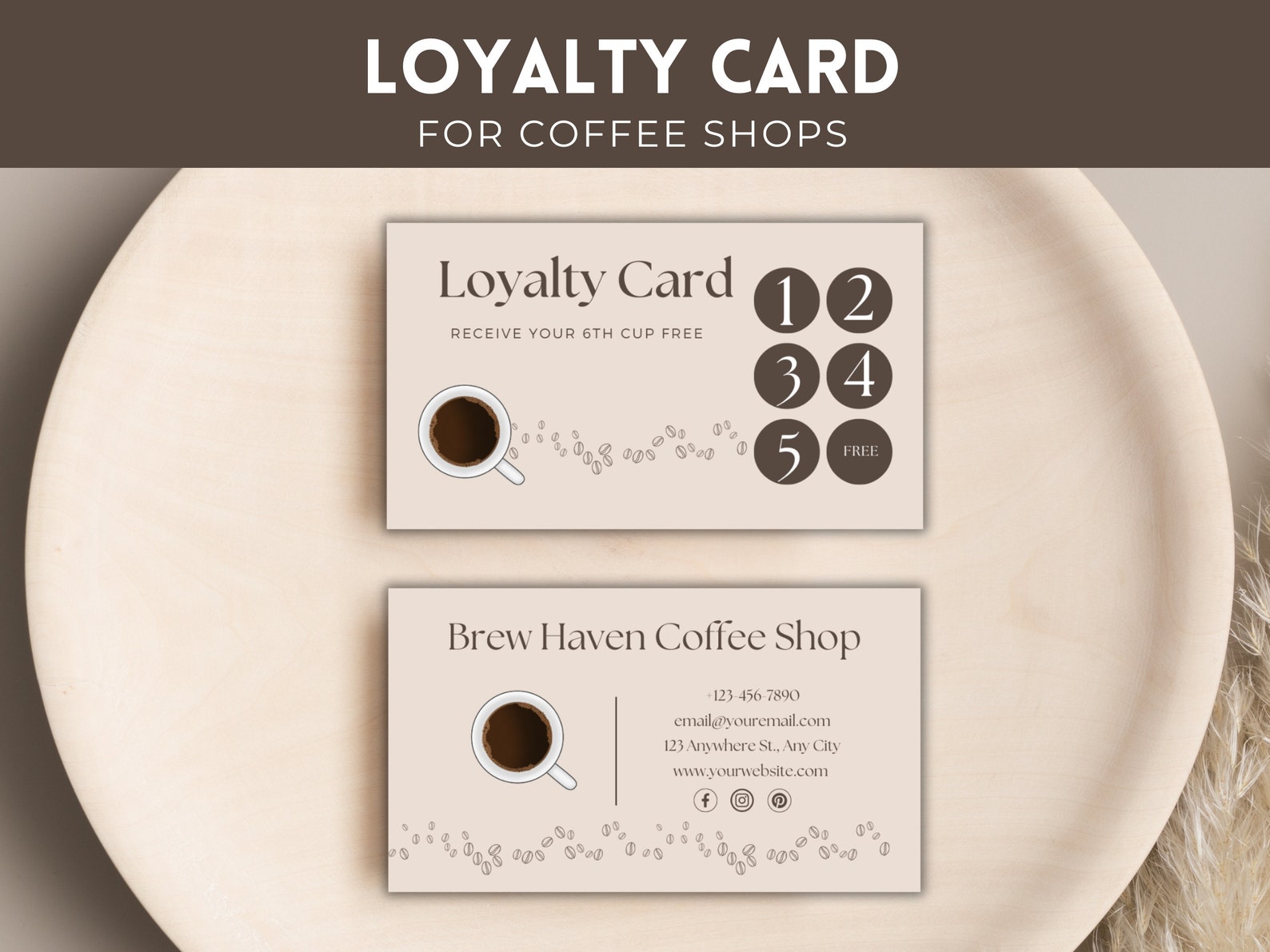 Coffee Loyalty Card Template, Rewards Card for Cafe, Customer Punch ...