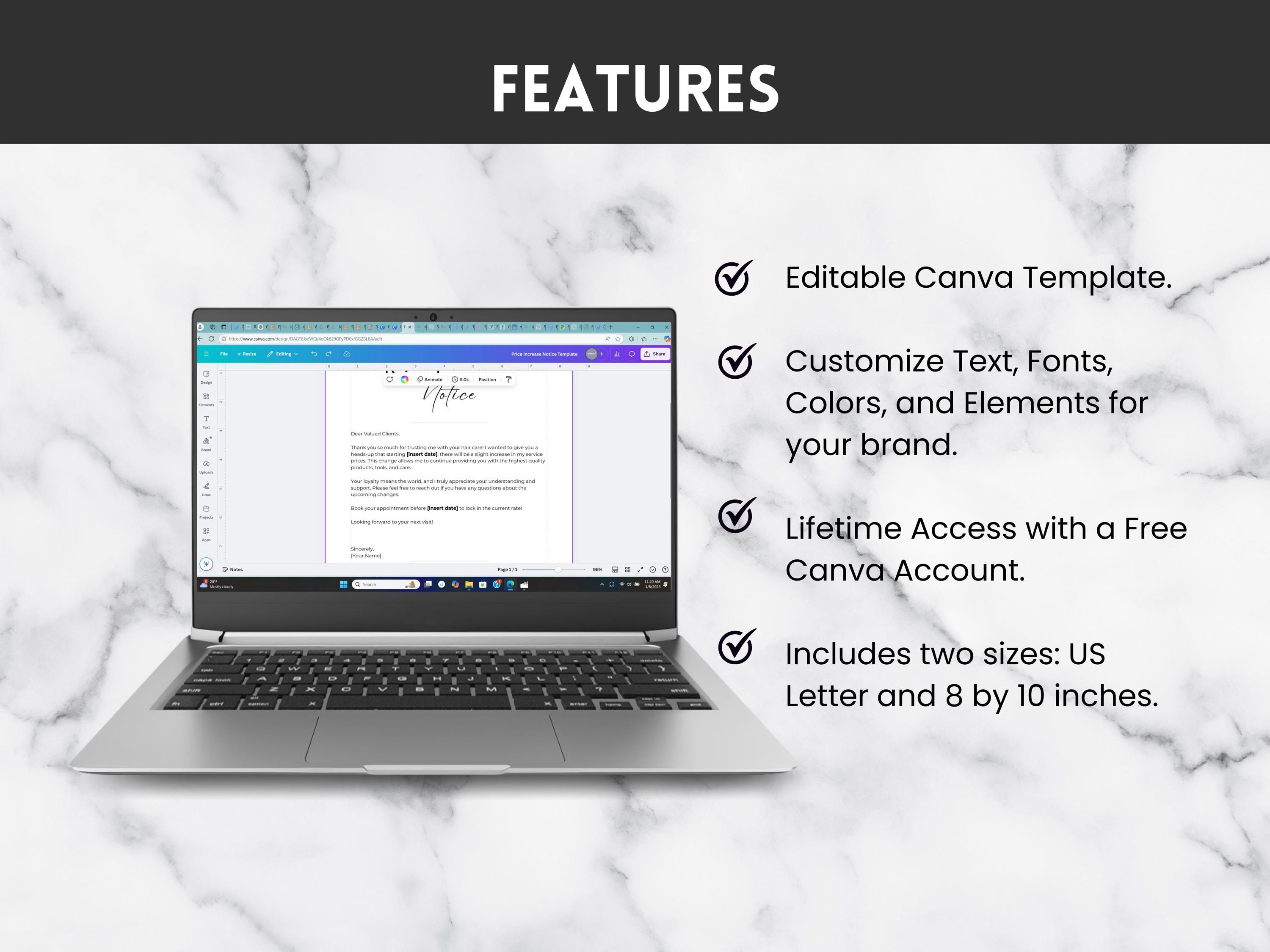 Salon Price Increase Notice Template: Editable QR Code Canva Design (US ...