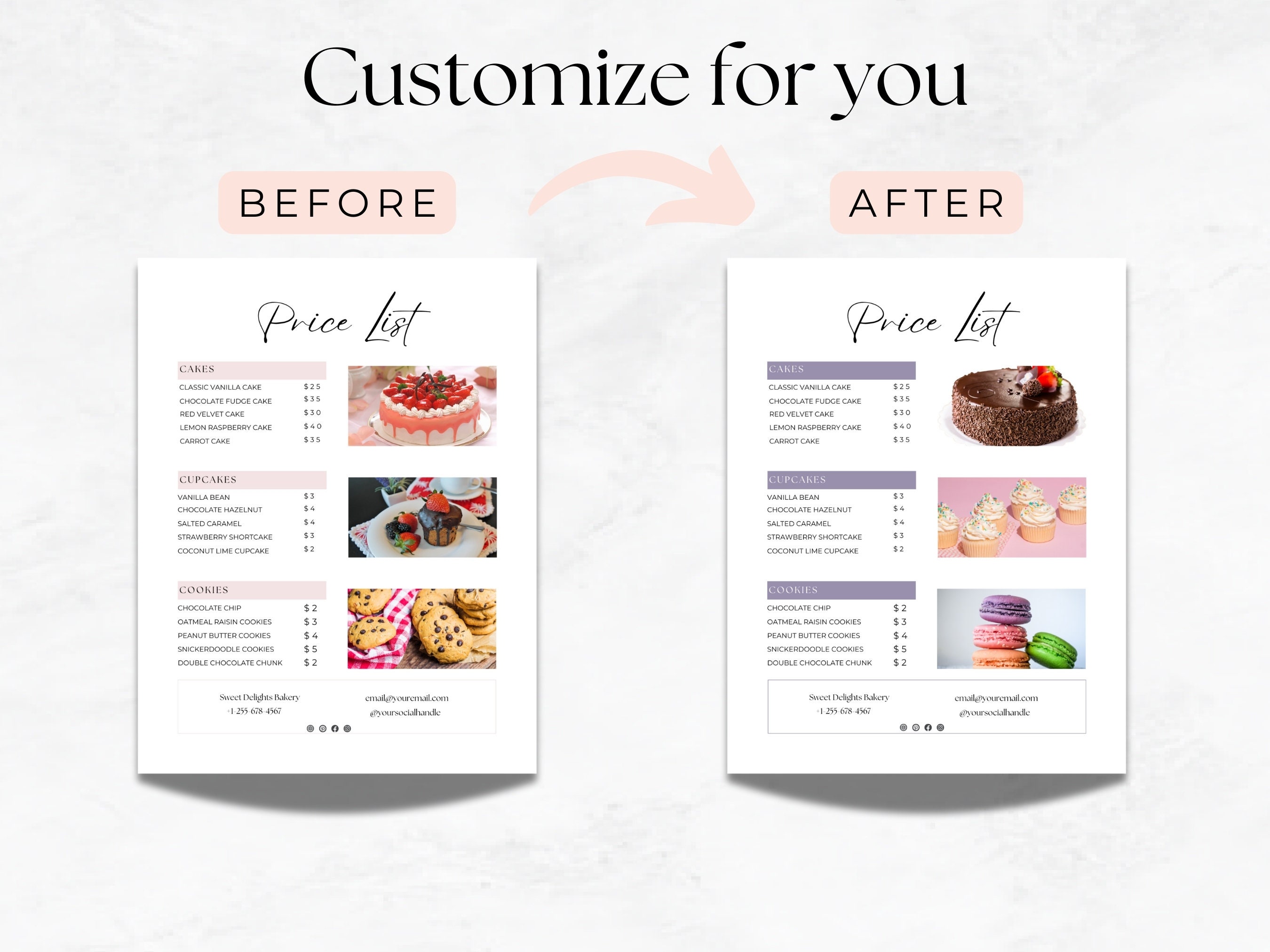 Bakery Price List Template: Cake, Cookie Menu (canva Editable) - Etsy