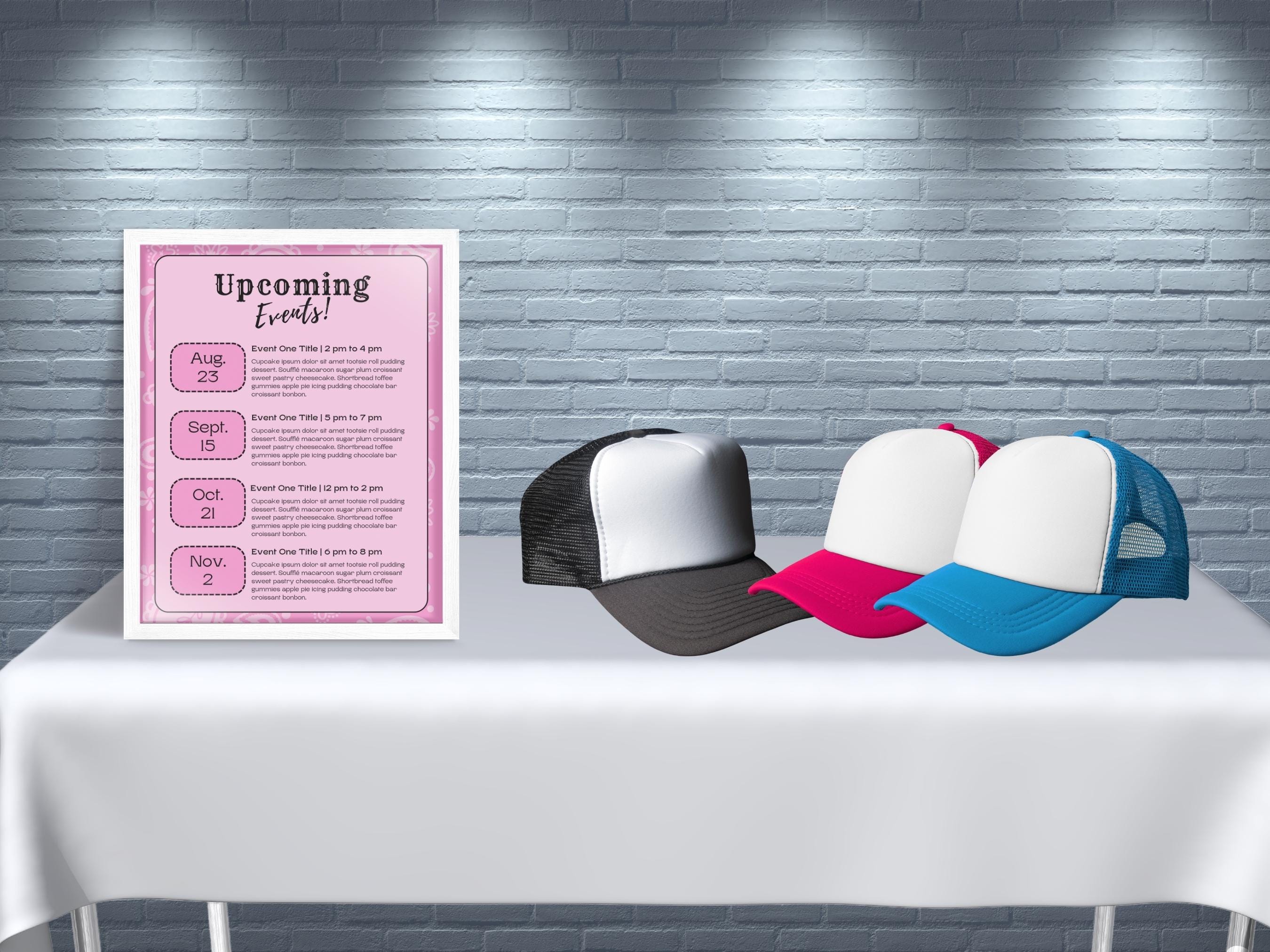 Trucker Hat Bar Printable, Upcoming Event Flyer, Canva Template, Craft ...