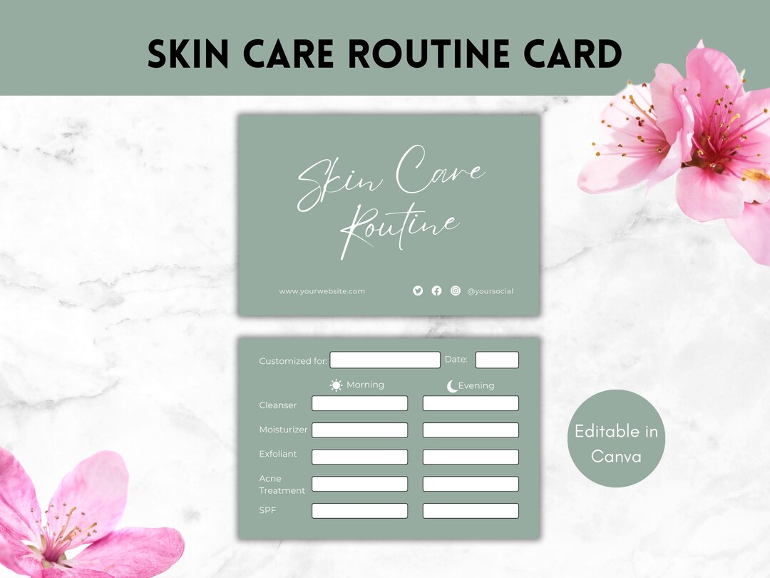 Skincare Routine Card Template: Esthetician Client Aftercare (canva ...