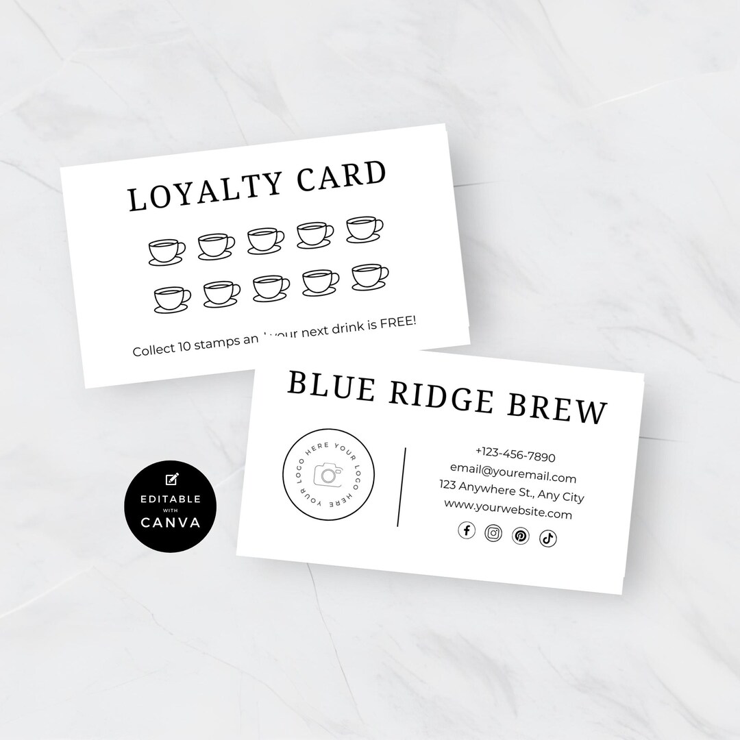 Coffee Shop Loyalty Card Template: Customizable Rewards (canva) - Etsy