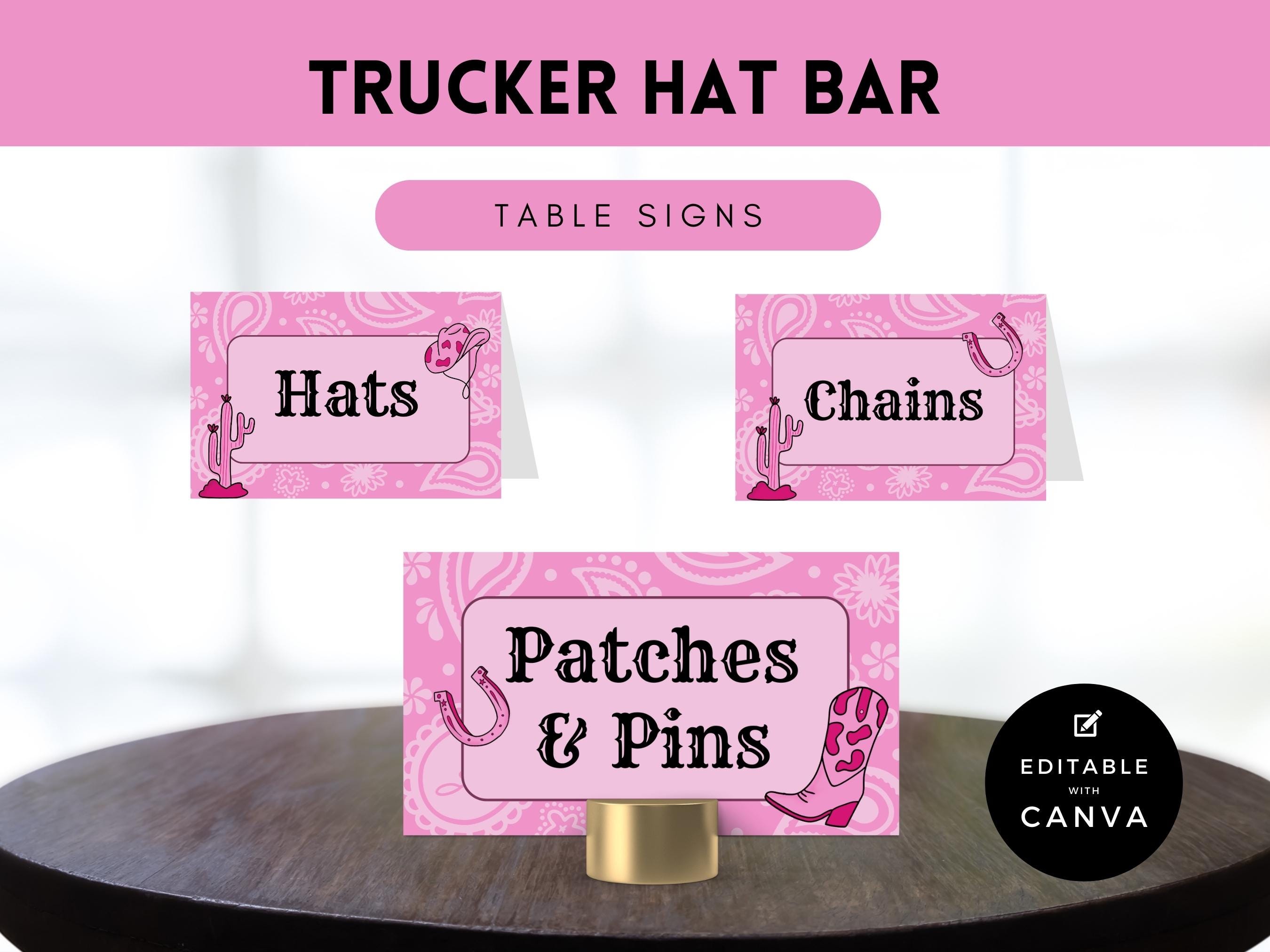 Trucker Hat Bar Template, Hat Bar Printable, Table Sign Printable ...