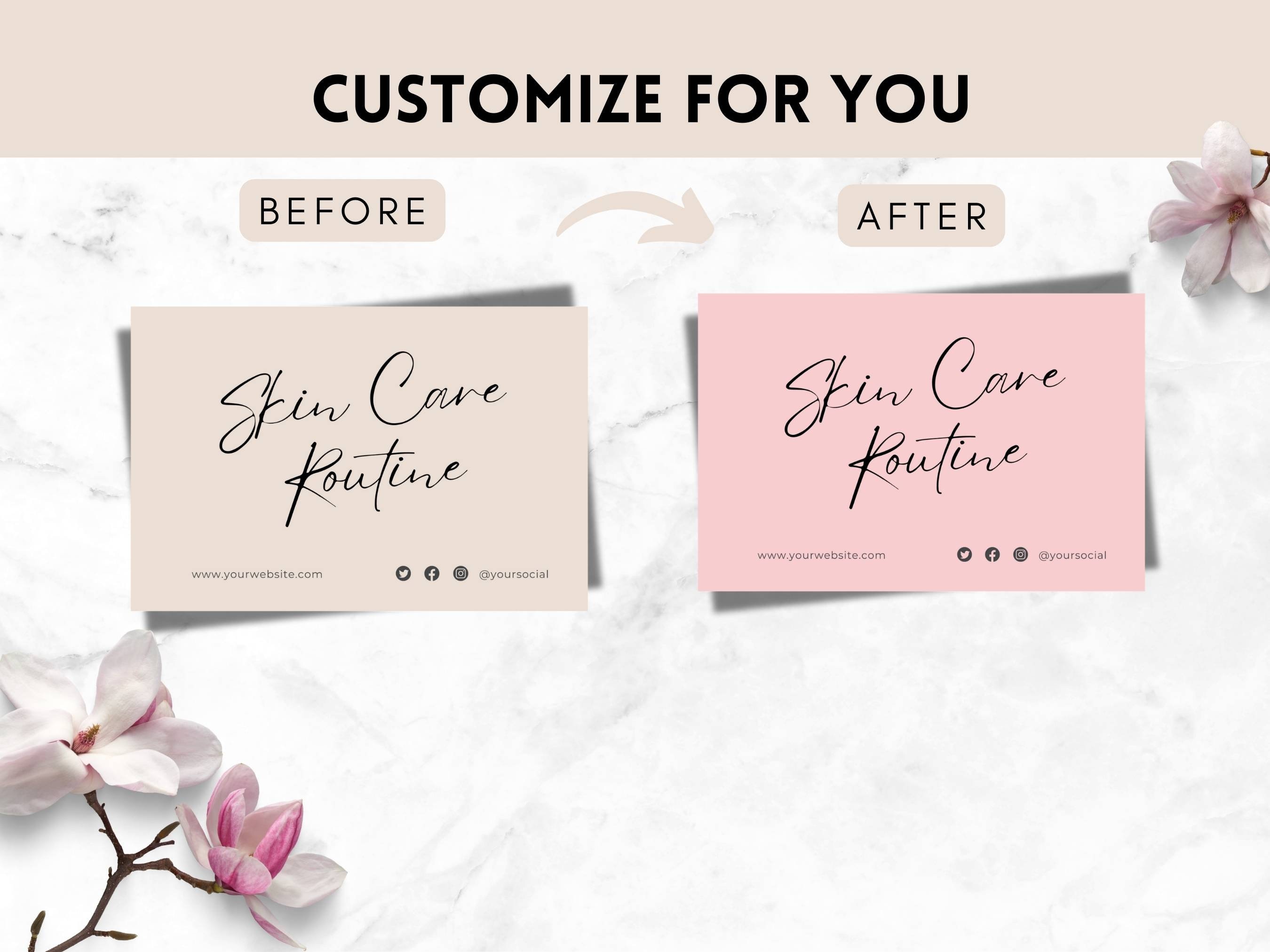 Skincare Routine Card Template: Esthetician Client Aftercare (canva) - Etsy