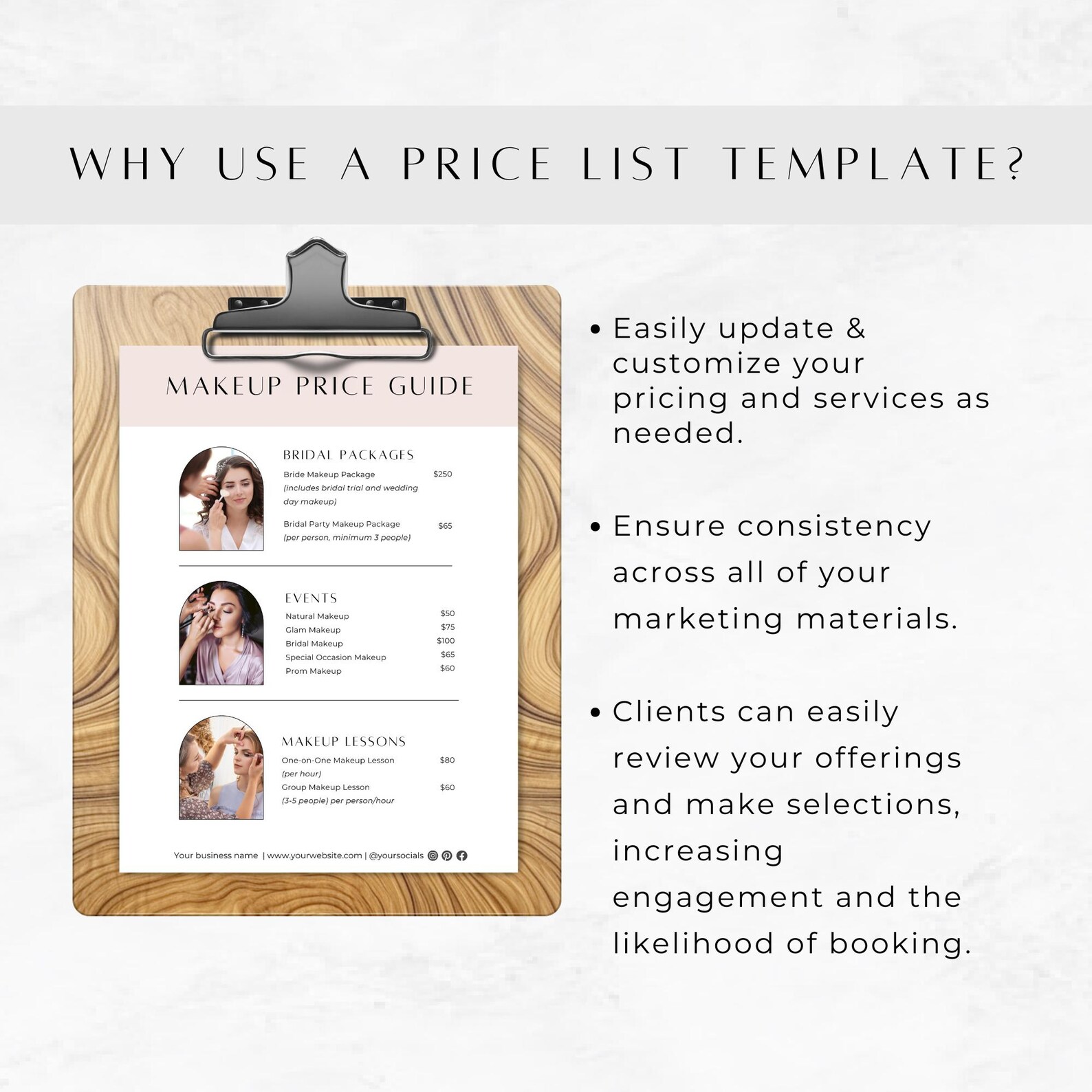 Bridal Makeup Price List Template: Wedding Artist Canva Design - Etsy