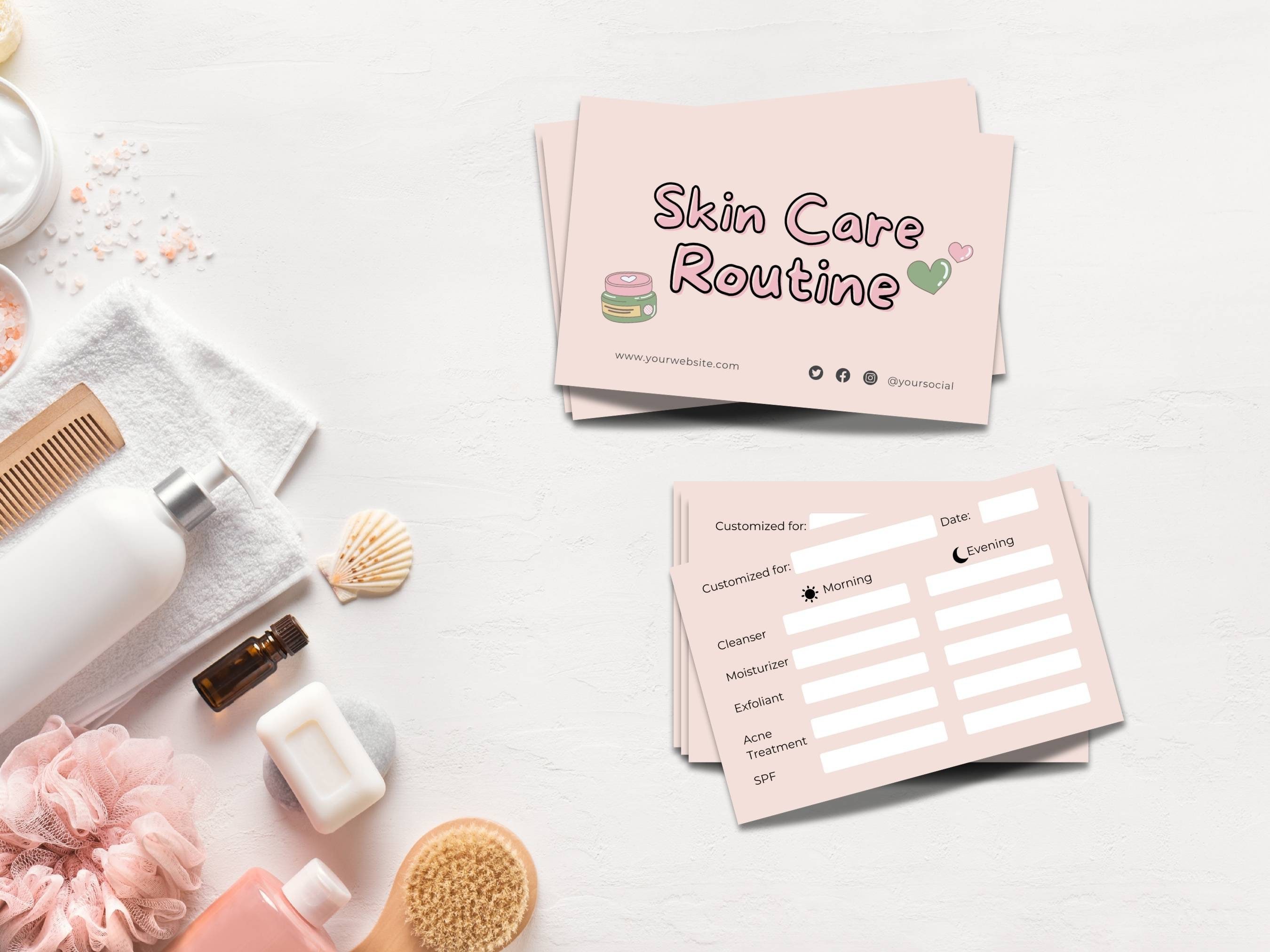 Skincare Routine Card Template: Esthetician Client Aftercare (canva) - Etsy