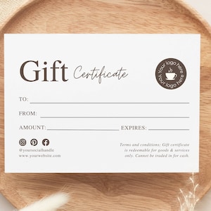 Coffee Shop Gift Certificate Template: Editable Canva Designs (digital ...