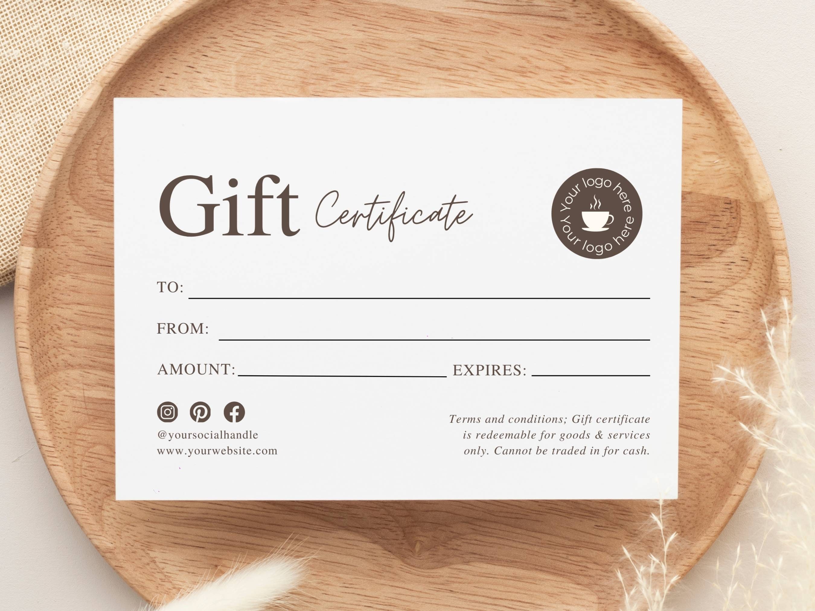 Thanks a Latte Coffee Gift Certificate Voucher Template for Coffee ...
