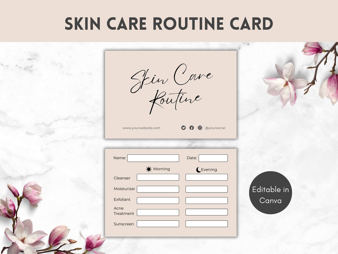 Skincare Routine Card Template: Esthetician Client Aftercare (canva) - Etsy