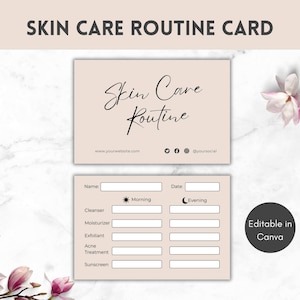 Skincare Routine Card Template: Esthetician Client Aftercare (canva) - Etsy