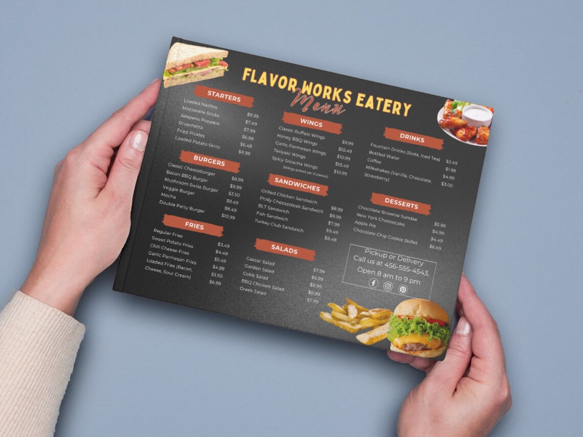 Food Menu Canva, Restaurant Menu Template, Us Letter Size Menu Price ...