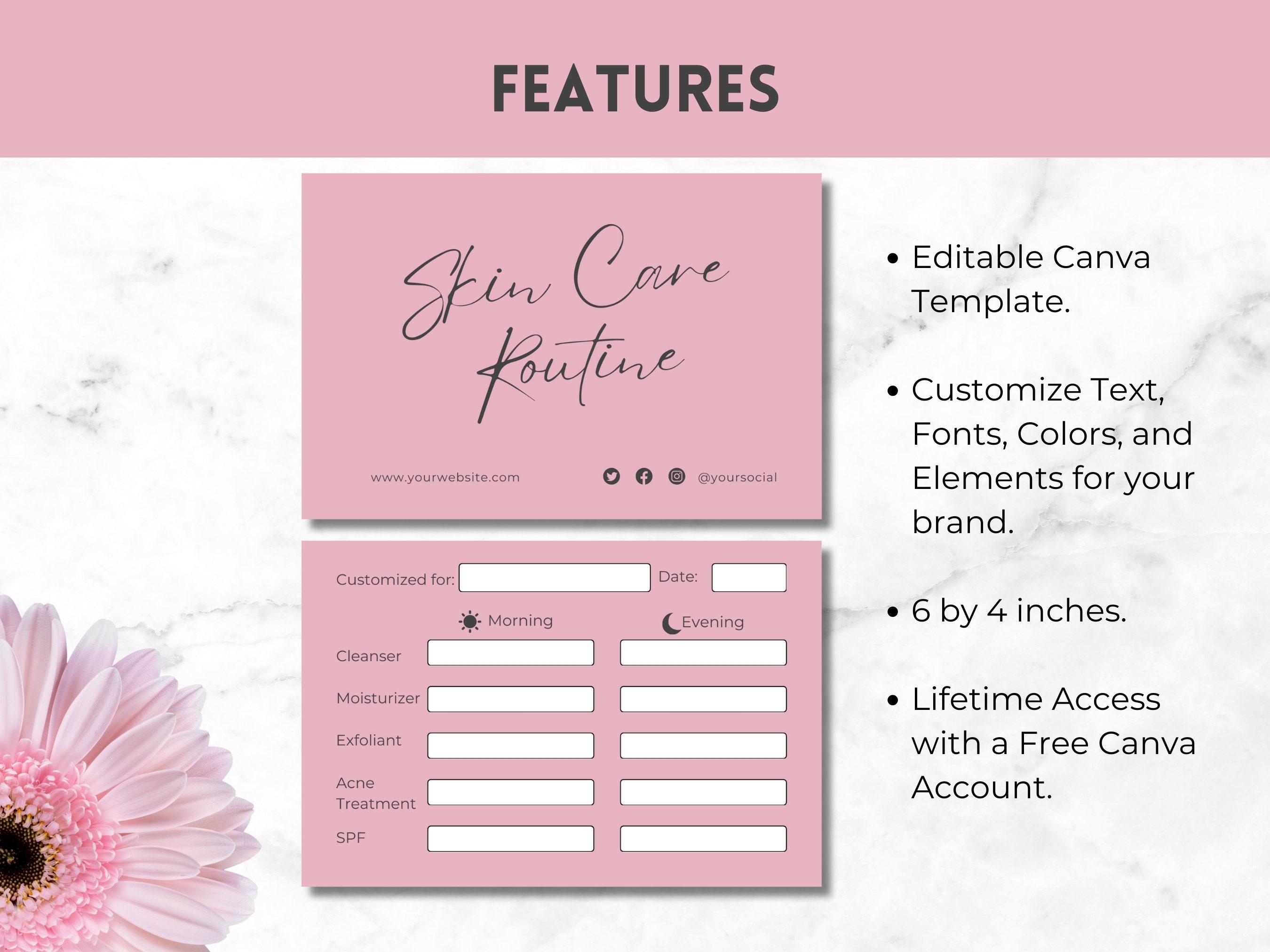 Editable Skincare Routine Card Template: Esthetician Forms (canva) - Etsy