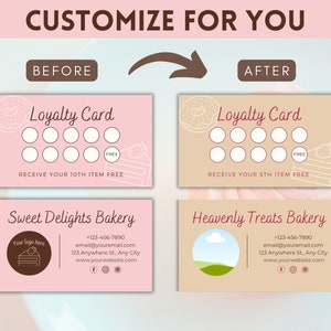 Bakery Loyalty Card Template: Feminine Pink Design (canva Editable) - Etsy