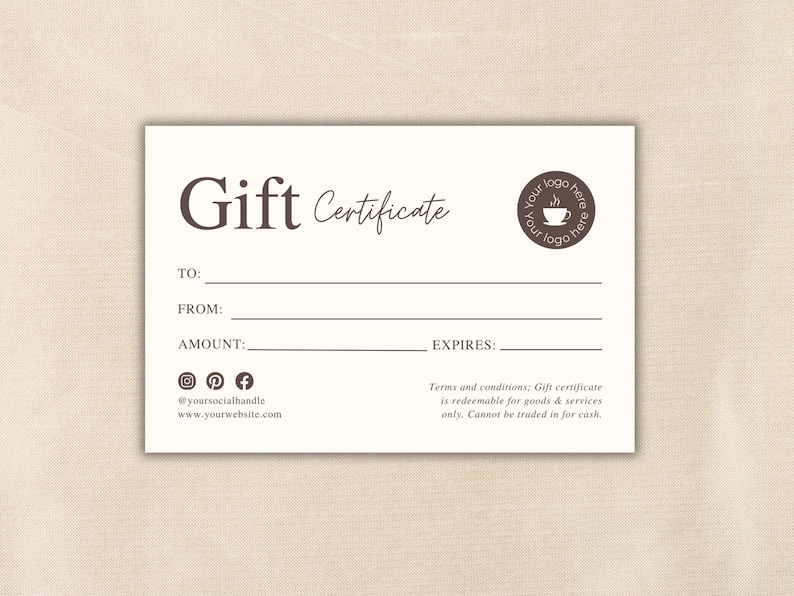 Thanks a Latte Coffee Gift Certificate Voucher Template for Coffee ...