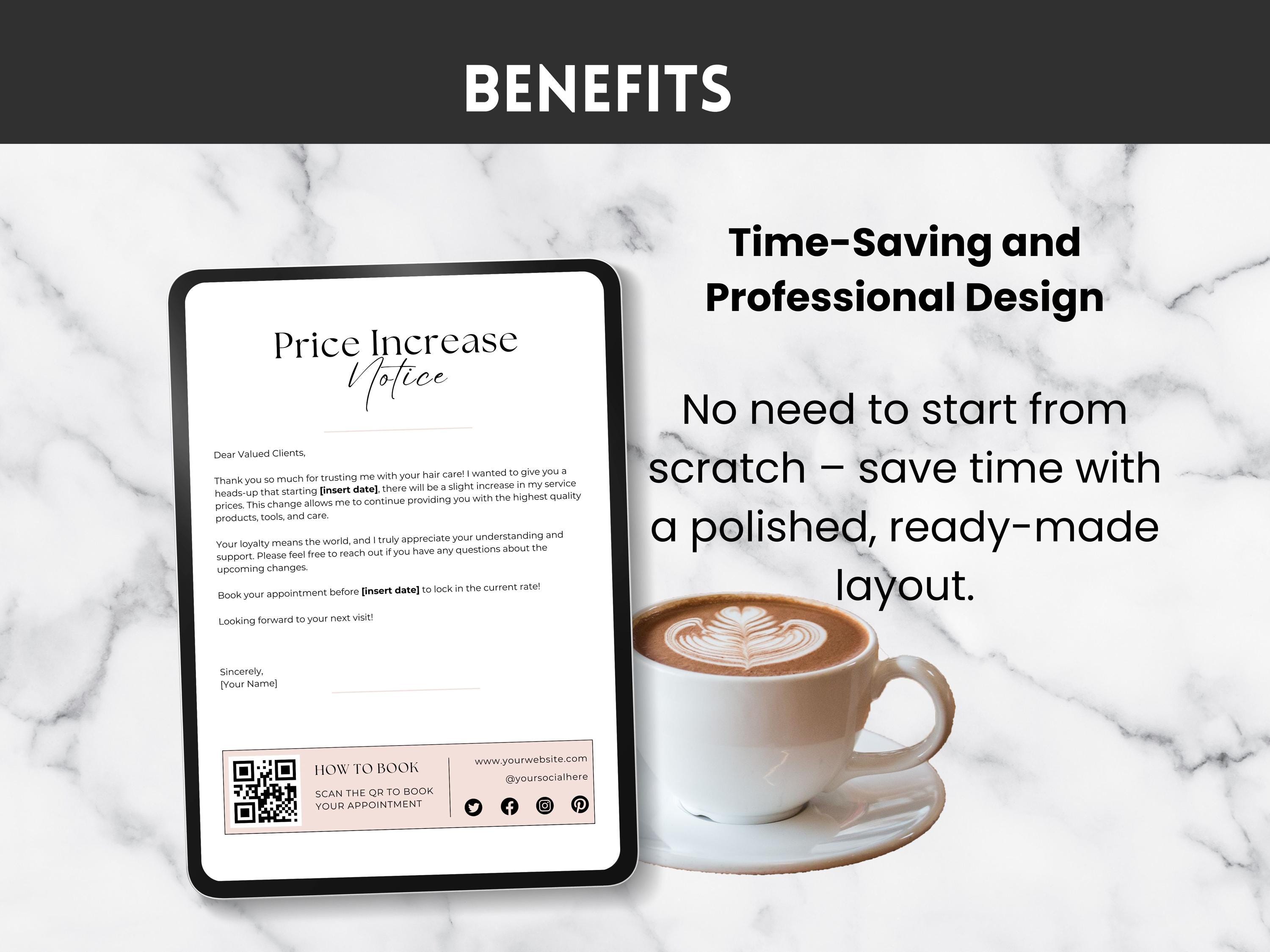 Salon Price Increase Notice Template: Editable QR Code Canva Design (US ...