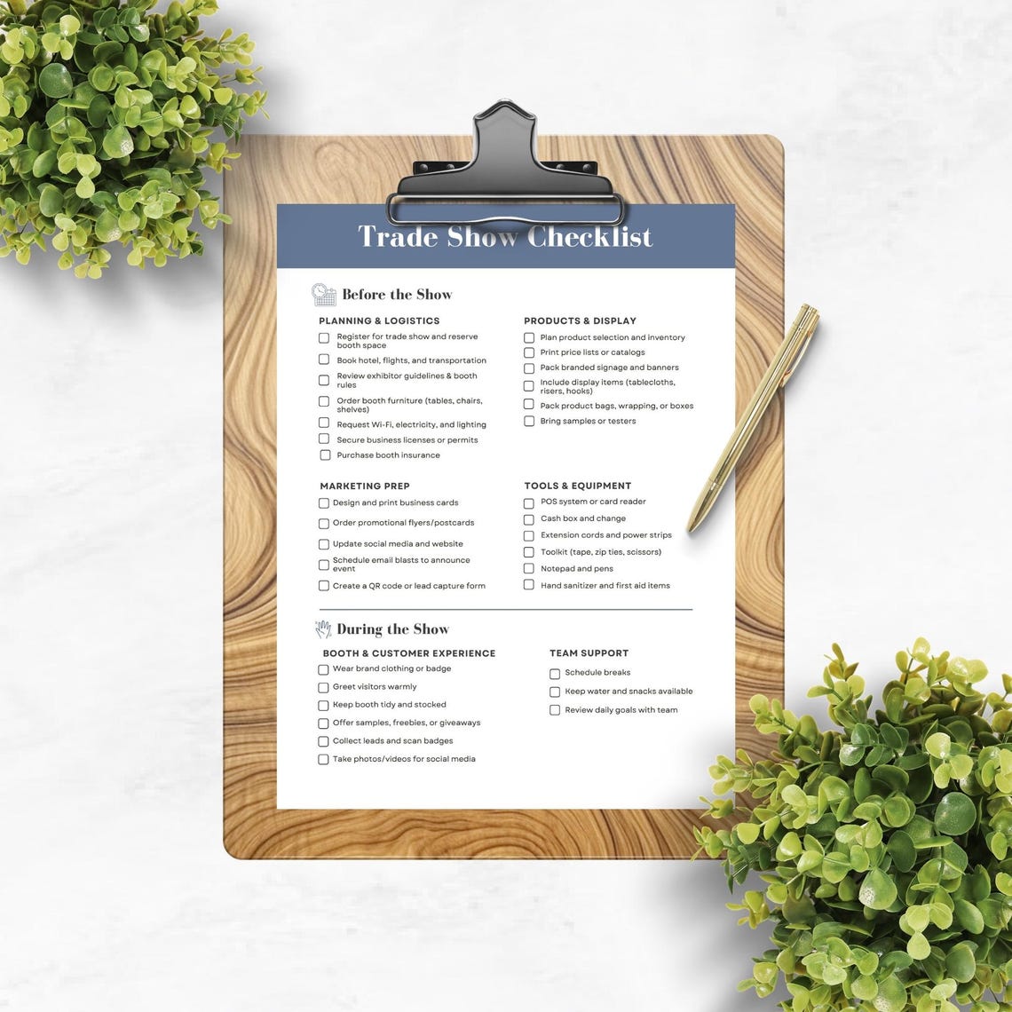 Trade Show Checklist Template: Vendor Event Planner, Sign-up Sheet (PDF ...