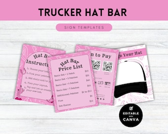 Trucker Hat Bar Editable Price List - Etsy