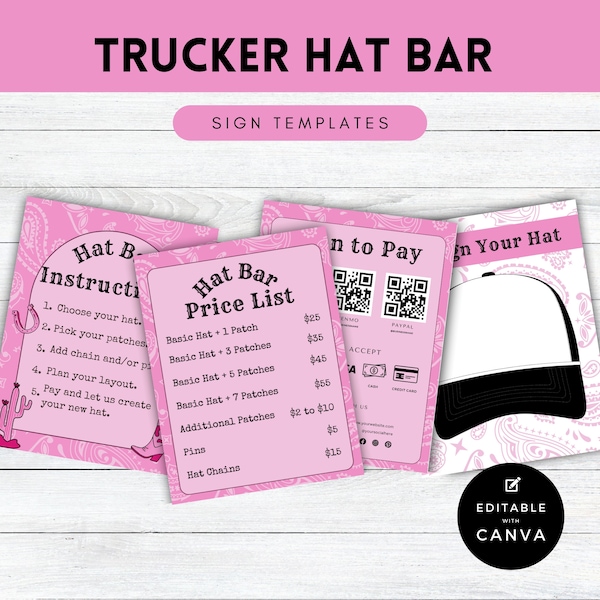 Trucker Hat Pricing List Template - Etsy