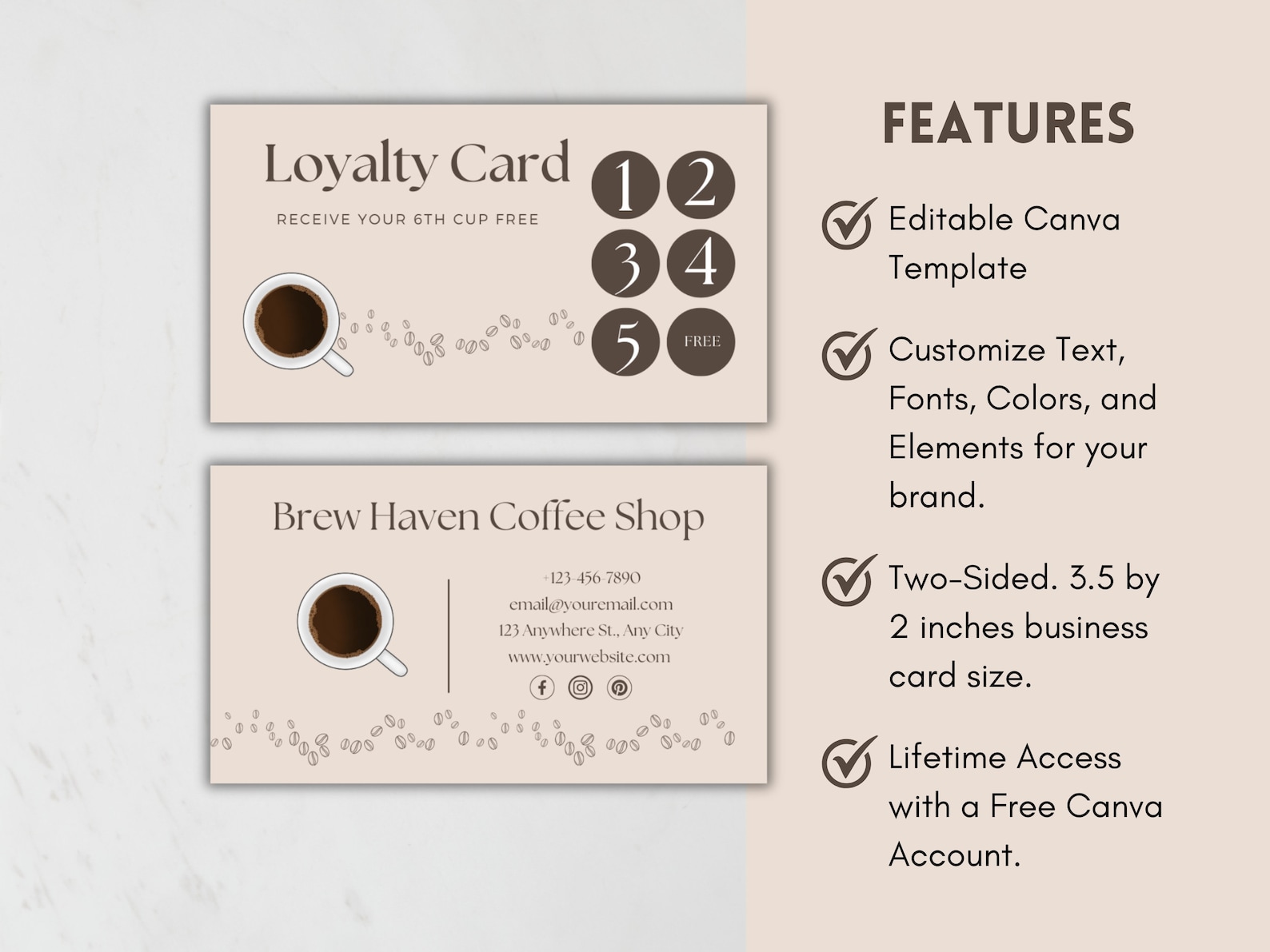 Coffee Loyalty Card Template, Rewards Card for Cafe, Customer Punch ...