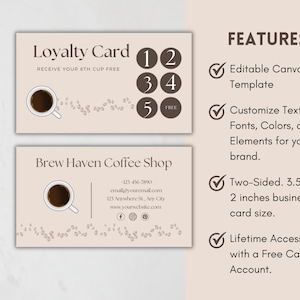 Coffee Loyalty Card Template, Rewards Card for Cafe, Customer Punch ...