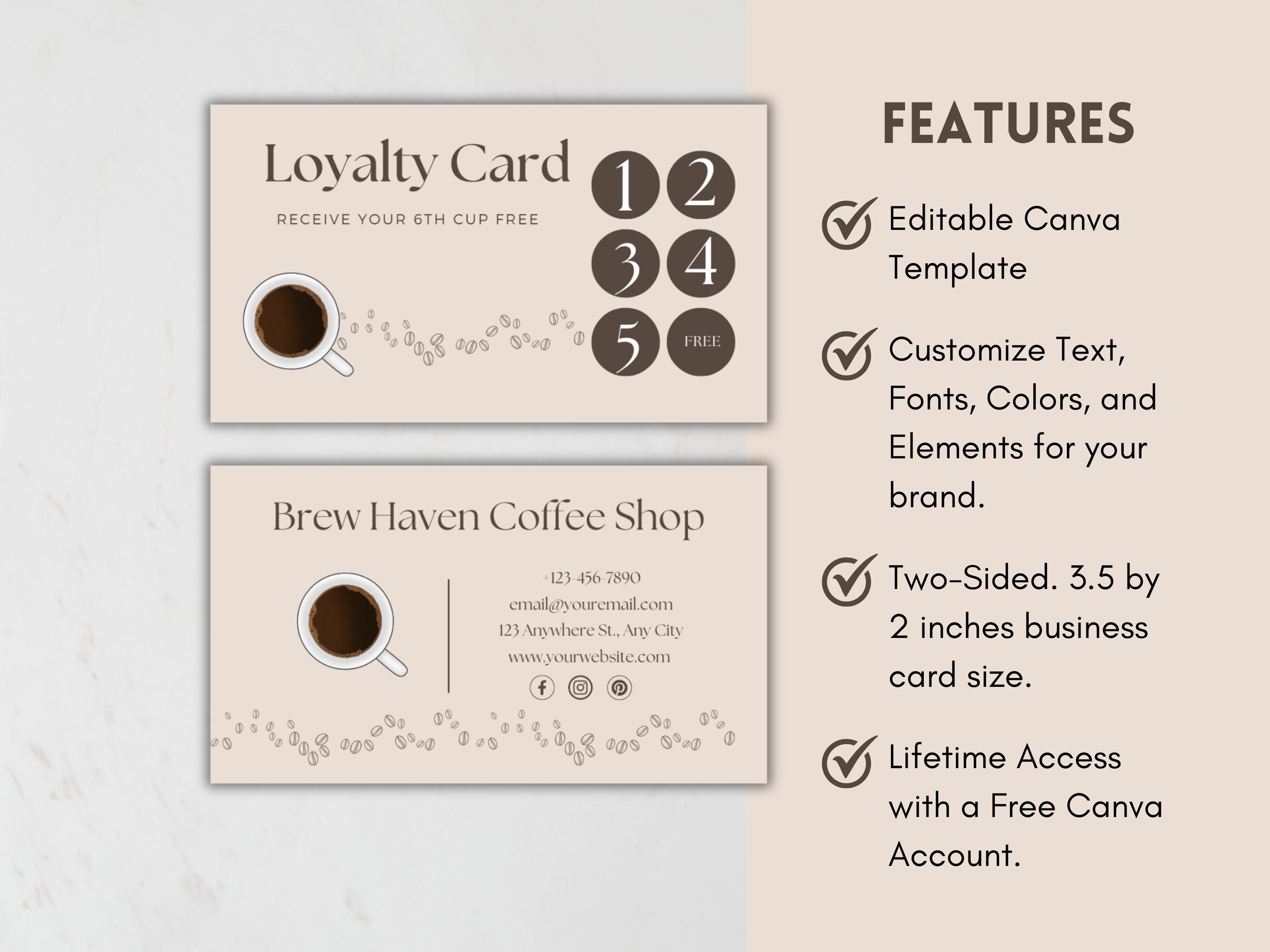 Coffee Loyalty Card Template, Rewards Card for Cafe, Customer Punch Card, Rewards Card, Coffee ...