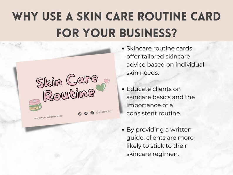 Skincare Routine Card Template: Esthetician Client Aftercare (canva) - Etsy