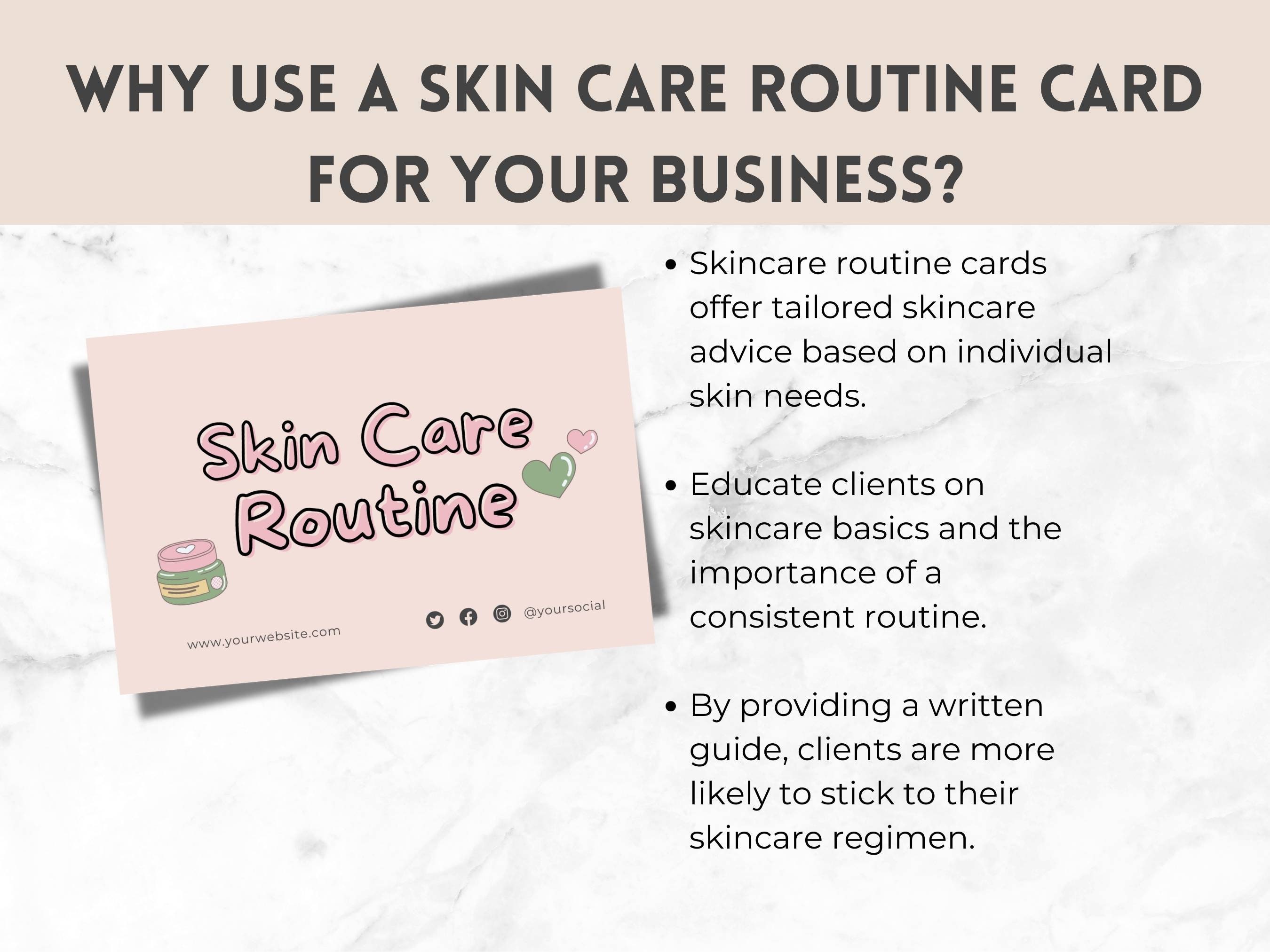 Skincare Routine Card Template: Esthetician Client Aftercare (canva) - Etsy