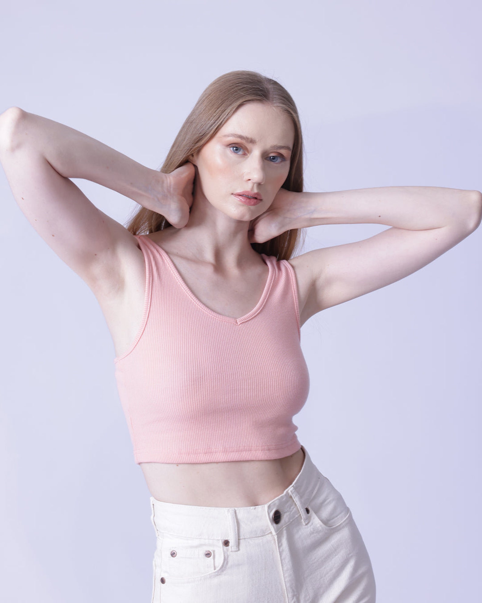 Rib Knit Everyday V Neck Crop Tank Top Etsy