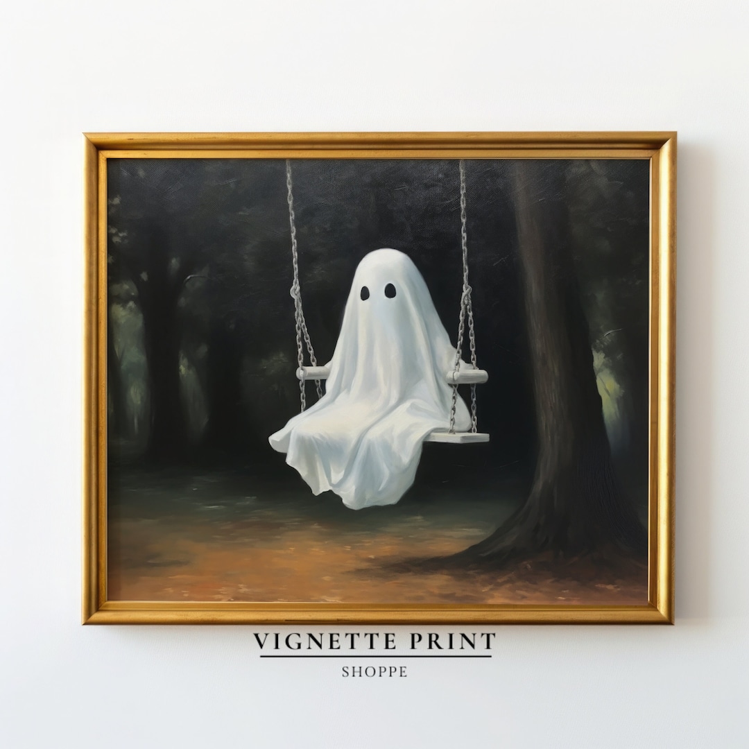 Ghost on Swing | Haunted Forest | Printable Art | Gothic Art ...