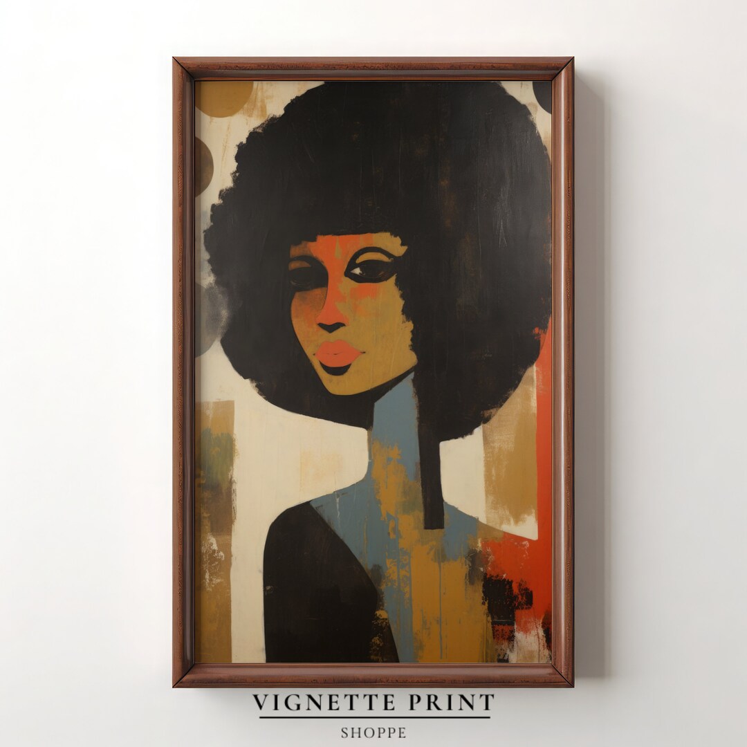 Abstract Portrait Black Female - Afro | Printable Art | Fine Art | Home ...