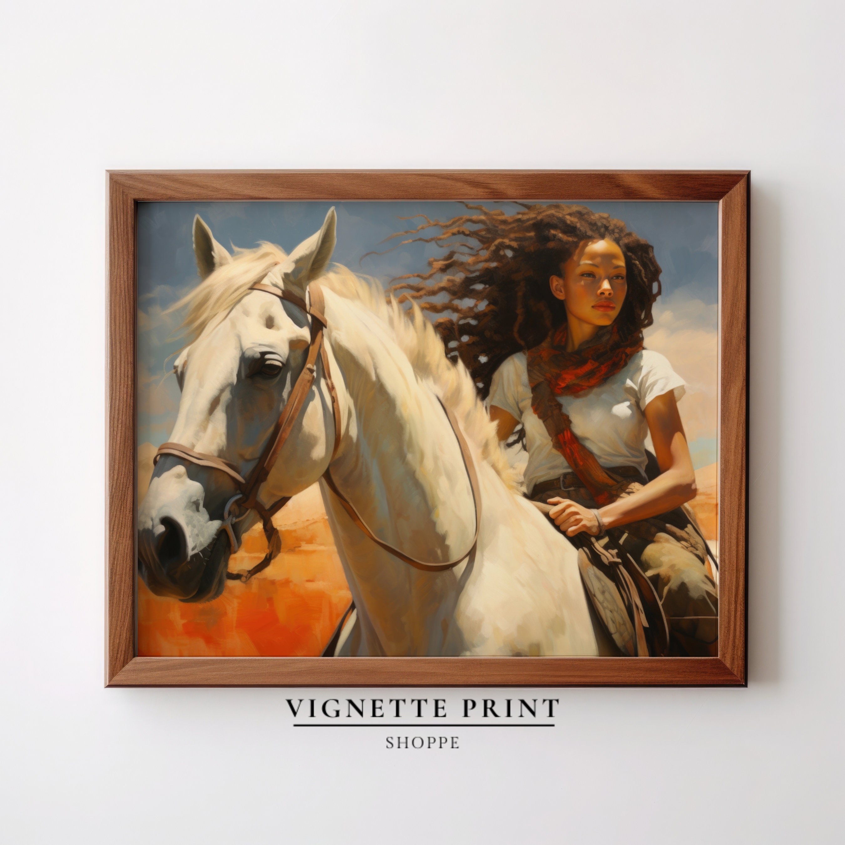 Horse Rider With Dreadlocks Painting Print Art Equestrian - Etsy