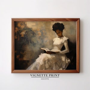 Vintage Female Portrait Reading a Book | Vintage Oil Painting ...