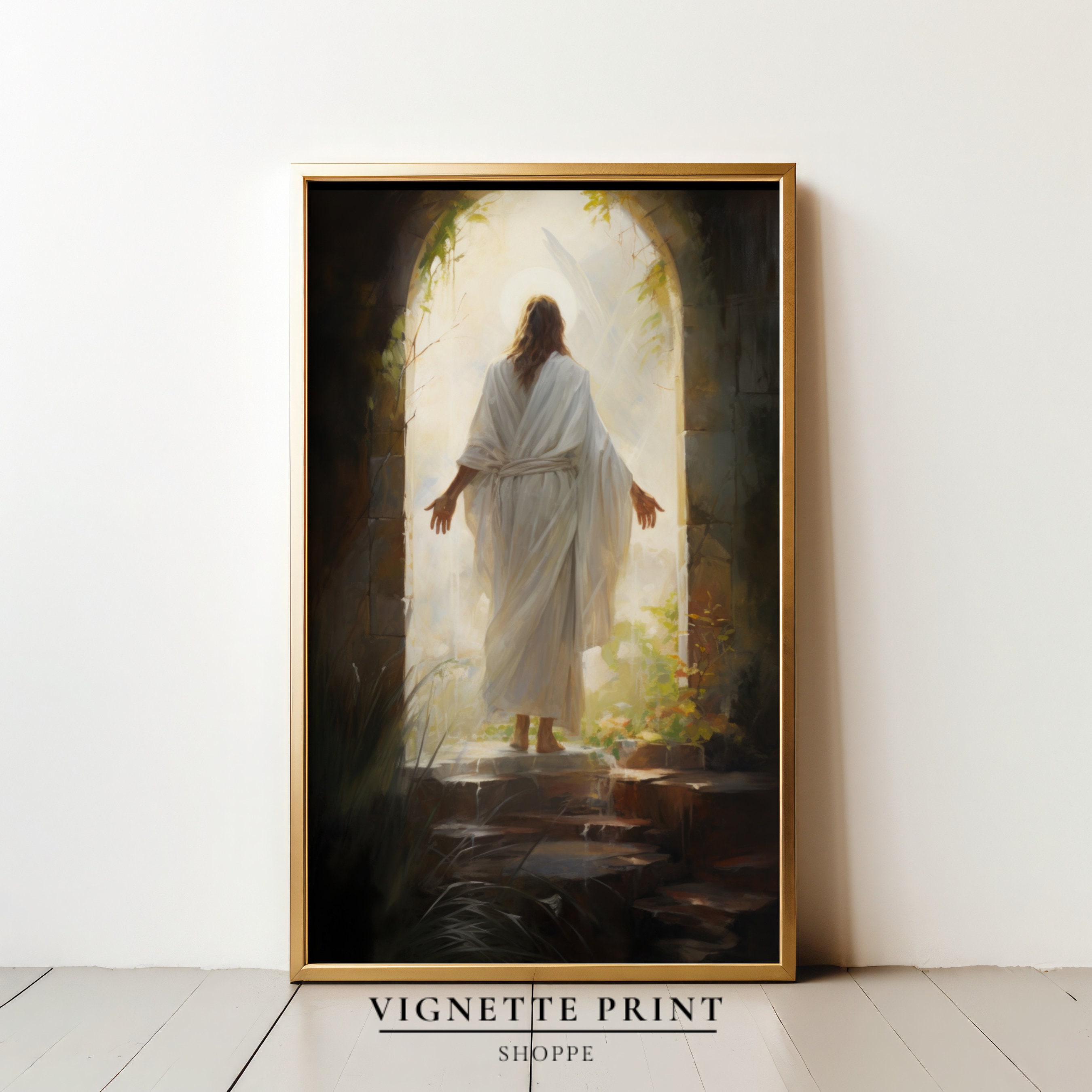 He is Risen the Garden Tomb Prints in His Hands Print Art the Tomb is ...