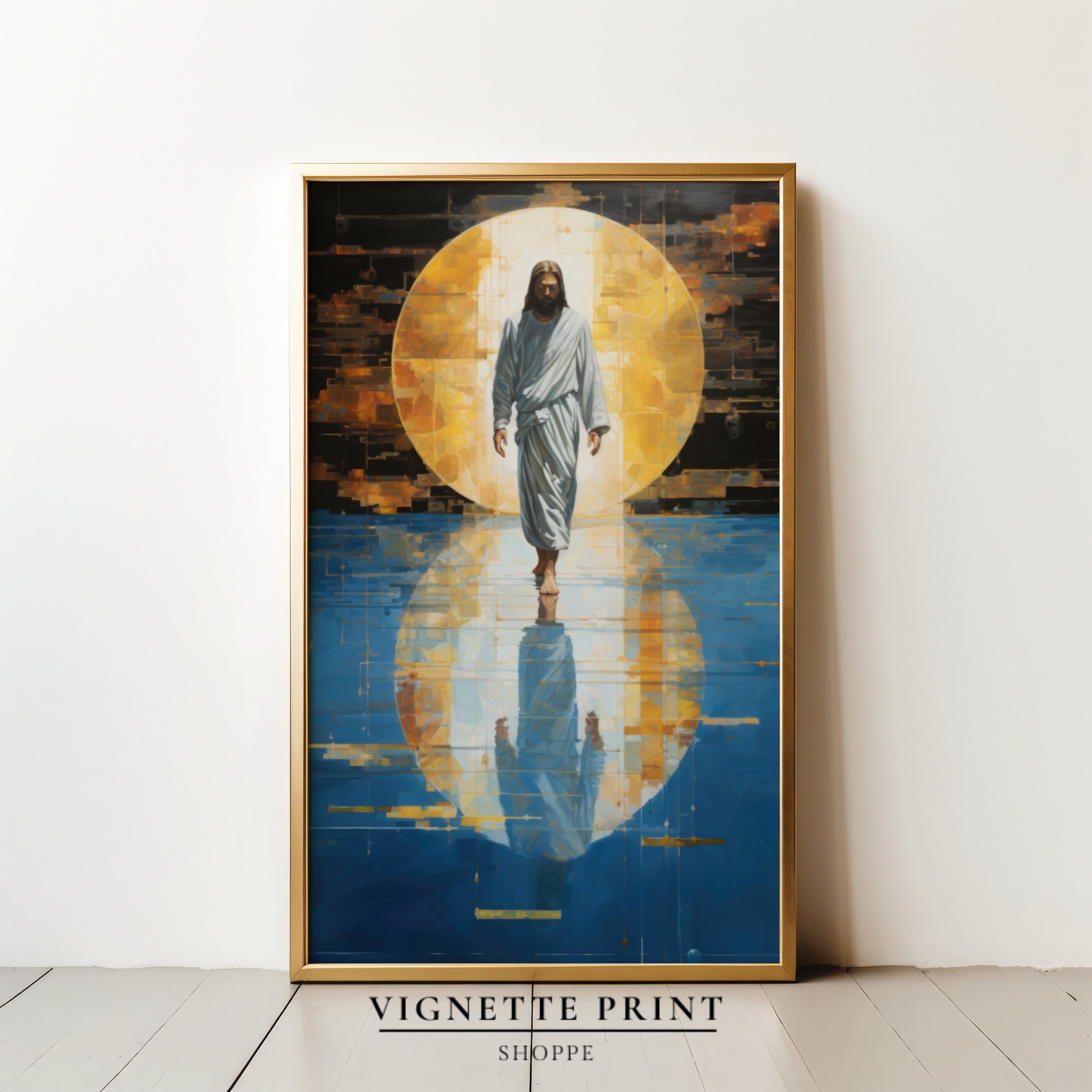Jesus Walking on Water | Moonlit Reflection | Abstract Painting ...