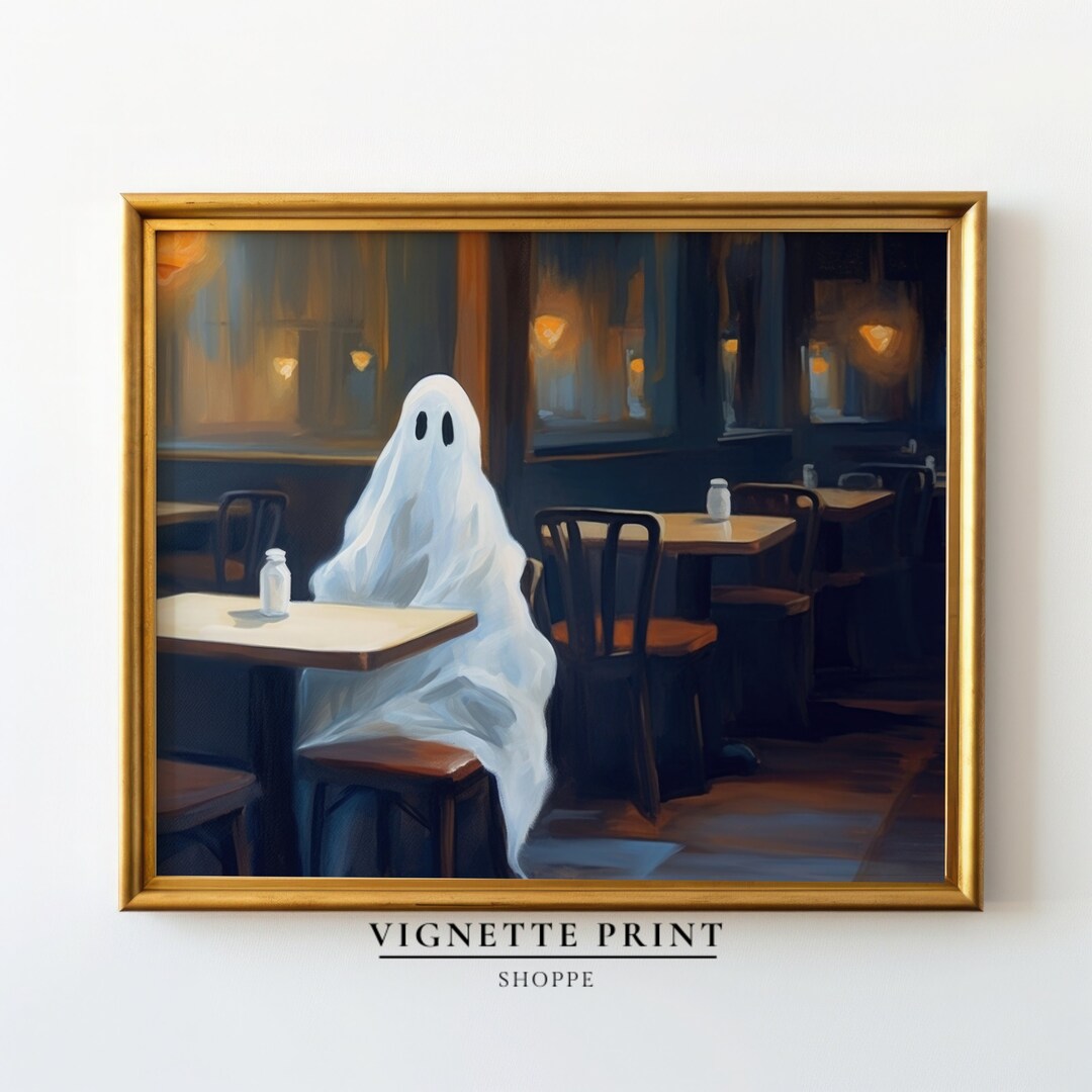 Ghost at Cafe | Ghost at Diner | Pintable Art | Classic Ghost at ...
