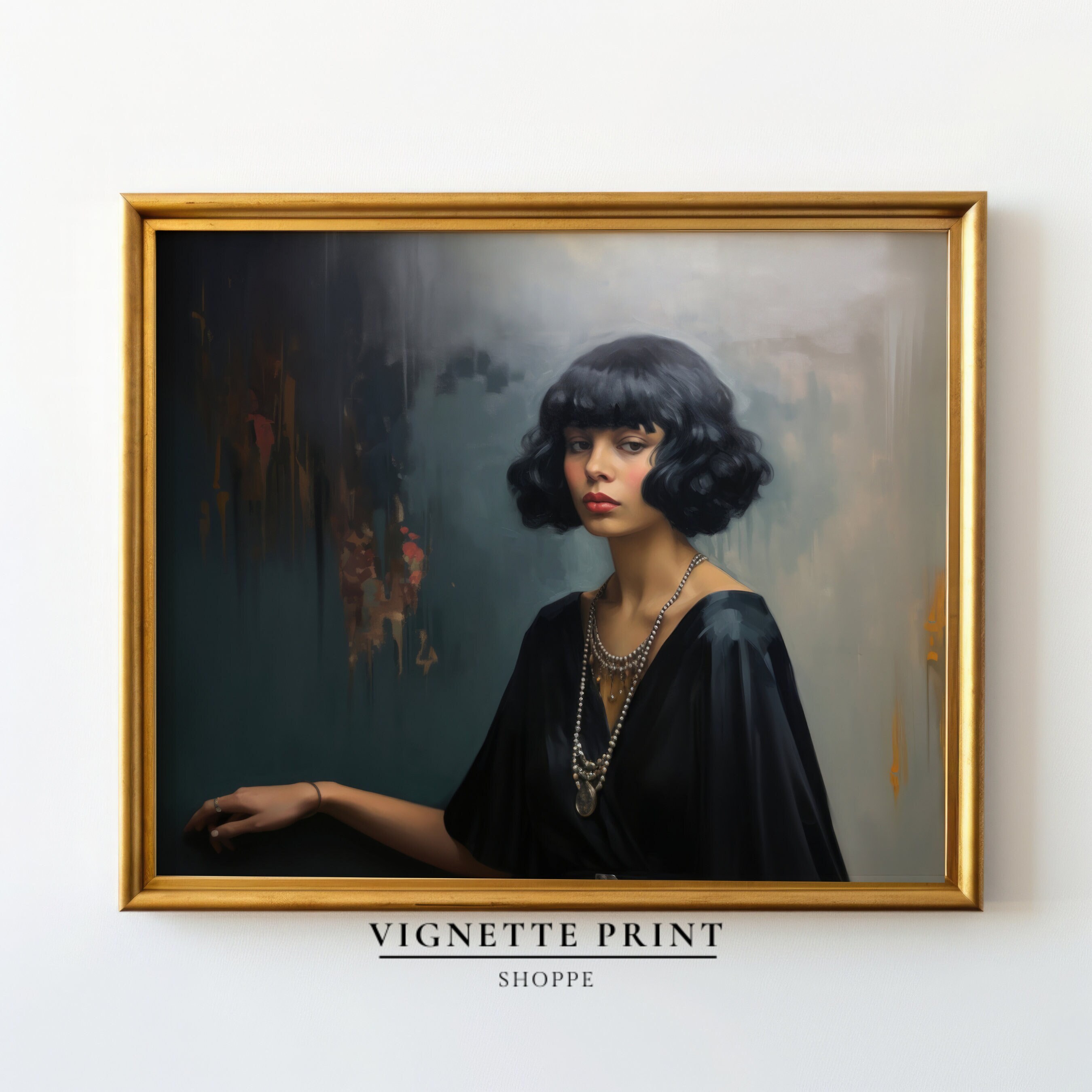 Vintage Portrait 1920s Flapper Girl | Printable Art | Moody Dark | Fine ...