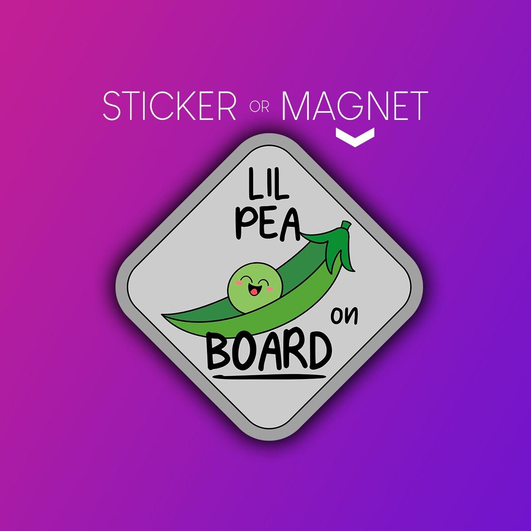 Lil Pea on Board | Vegetable | Food | Bumper Sticker | Baby Shower ...